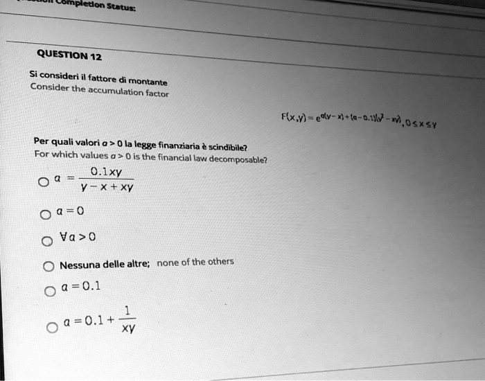 SOLVED: Inp Icdon status: QUESTION 12 Si consideri il fattore di ...
