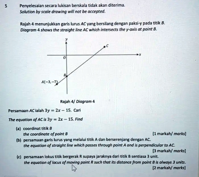 5 Penyelesaian secara lukisan berskala tidak akan diterima. Solution by ...