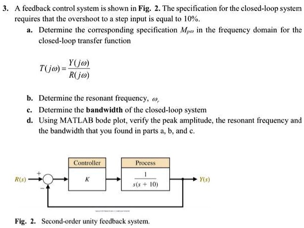 3. A feedback control system is shown in Fig. 2. The specification for ...