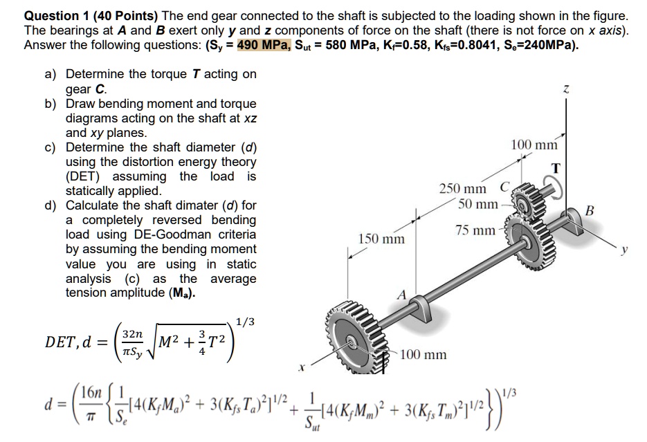 question 1 4o points the end gear connected to the shaft is subjected ...