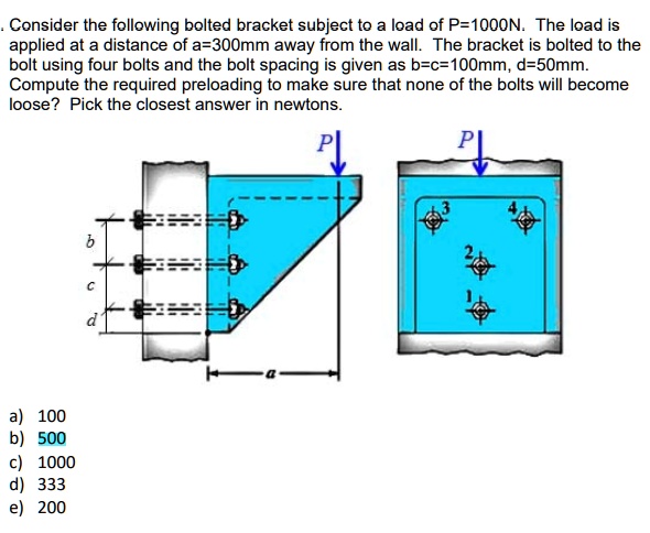 SOLVED: Consider the following bolted bracket subject to a load of P ...