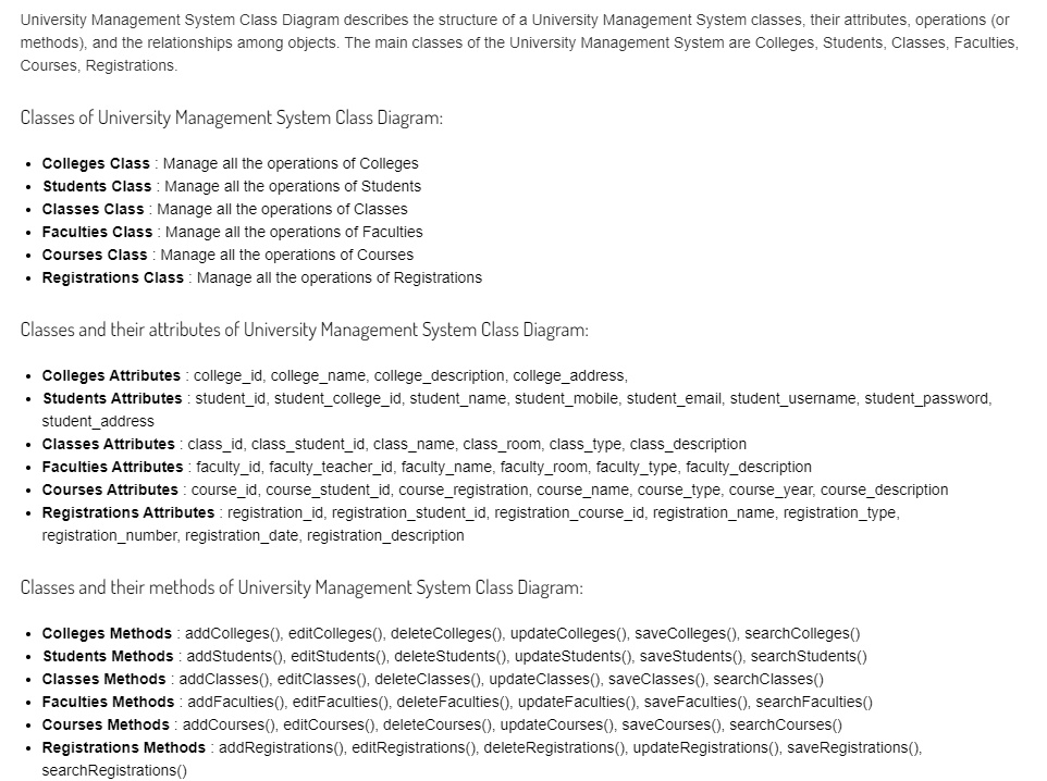 SOLVED: Draw a proper and detailed UML Class Diagram of a University ...