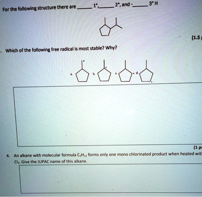SOLVED:2',and 3'H For the following structure there are _ (1.5 Which of ...