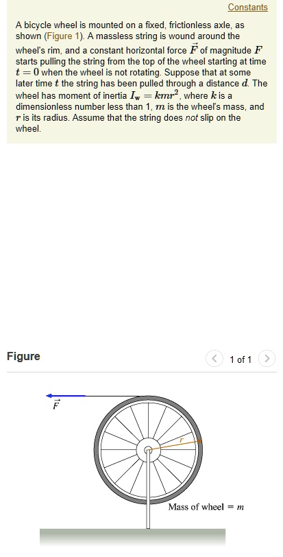 A bicycle wheel is mounted on a fixed, frictionless axle as shown in ...