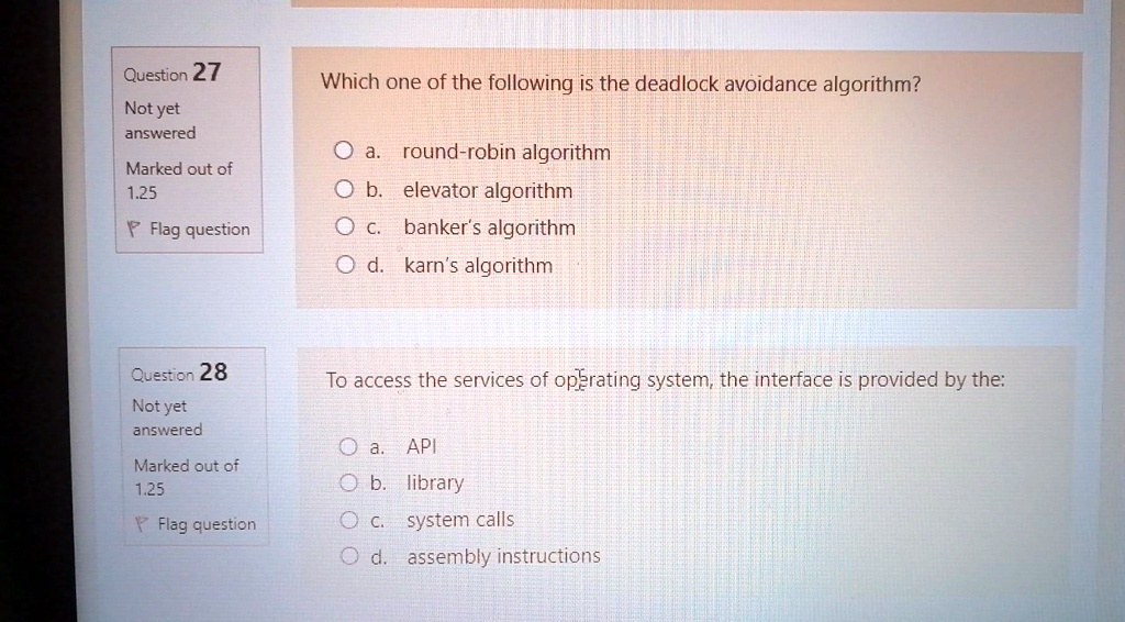 SOLVED: Question 27 Not yet answered Which one of the following is the ... SOLVED: Question 27 Not yet answered Which one of the following is the ...