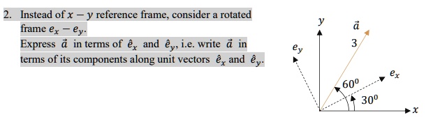 SOLVED: Instead of x-y reference frame, consider a rotated frame ex-ey ...