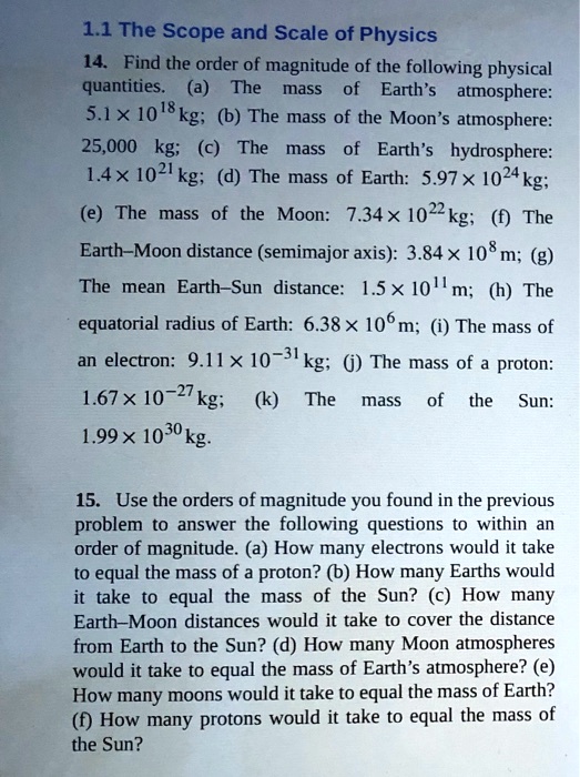 11 the scope and scale of physics 14 find the order of magnitude of the ...
