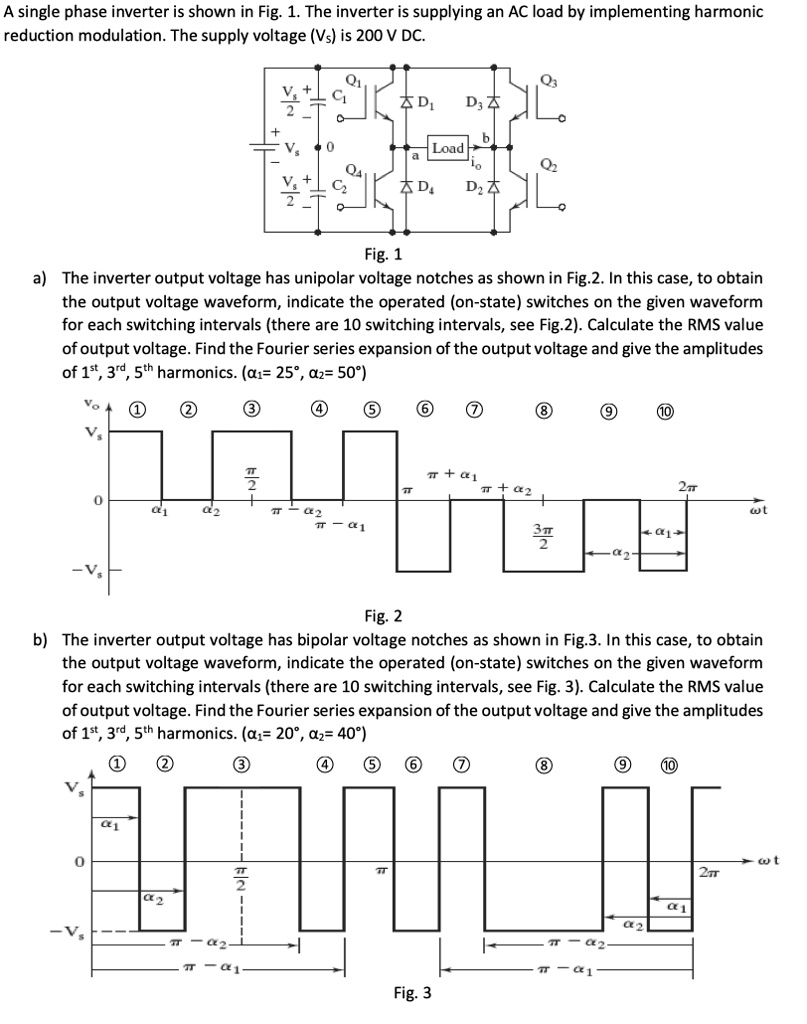 SOLVED: A single-phase inverter is shown in Fig. 1. The inverter is ...