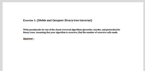 Solved Exercise 1 Divide And Conquer Binary Tree Traversal Write 1486