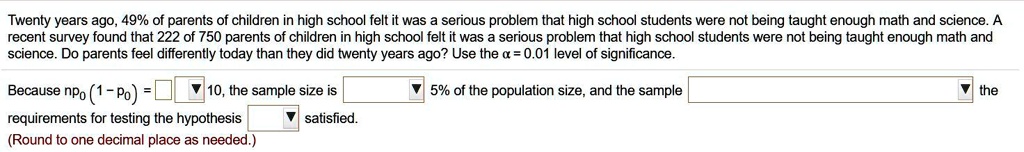 twenty years ago 49 of parents of children in high school felt it was ...