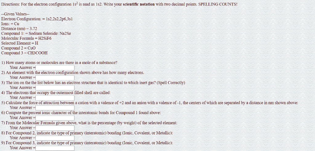 SOLVED: Directions:For the electron configuration ls-is read as ls2 ...