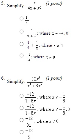 SOLVED: Simplify: x/(4x) + x^2 * (1/4) * (1/x) + 4; where x â‰ -4, 0 (1/4) + (1/x); where x â‰ 0 ...