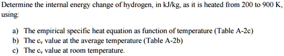 Determine the internal energy change of hydrogen, in kJ/kg, as it is ...