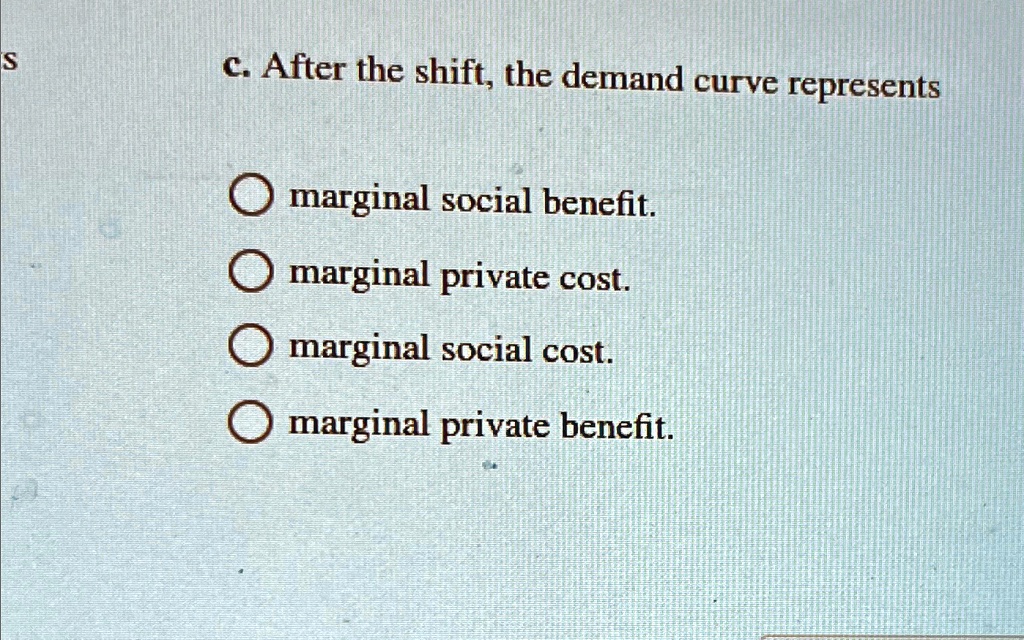 c. After the shift, the demand curve represents marginal social benefit ... c. After the shift, the demand curve represents marginal social benefit ...