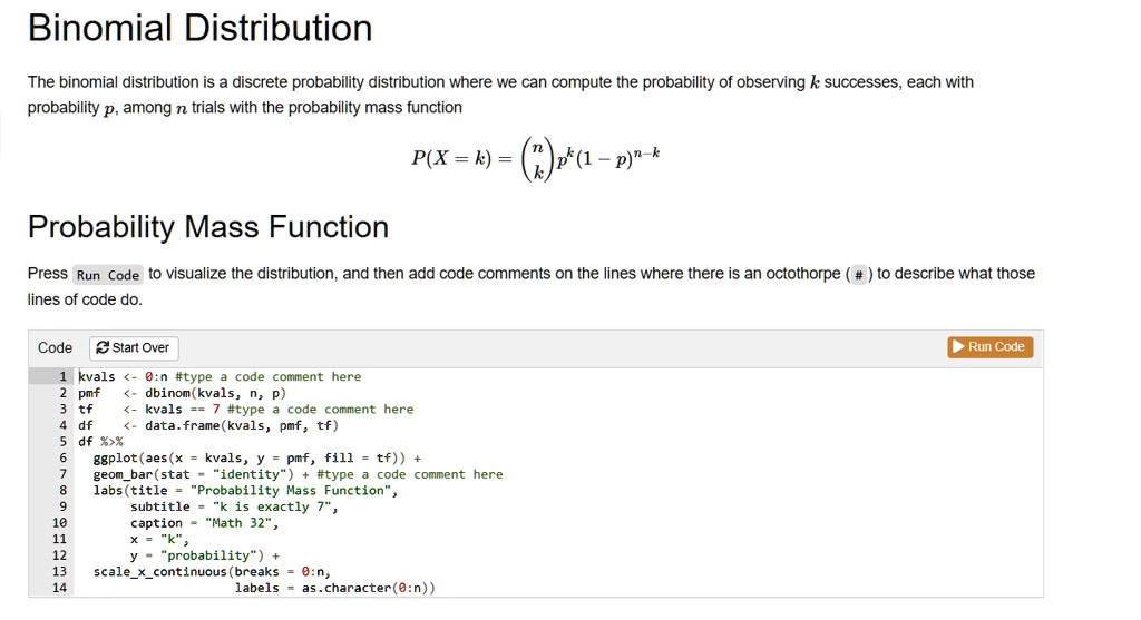 SOLVED: Binomial Distribution The binomial distribution is a discrete ...
