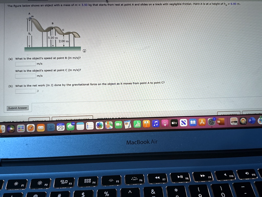 SOLVED: The figure below shows an object with a mass of m = 3.50 kg that starts from rest at ...