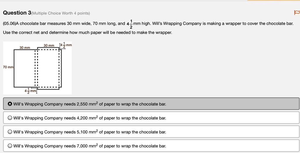 SOLVED: Please help and explain Question 3 Multiple Choice Worth points) A chocolate bar ...