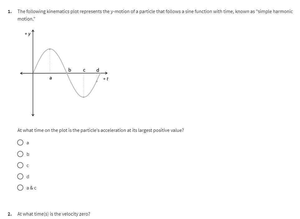 1 the following kinematics plot represents the y motion of a particle ...