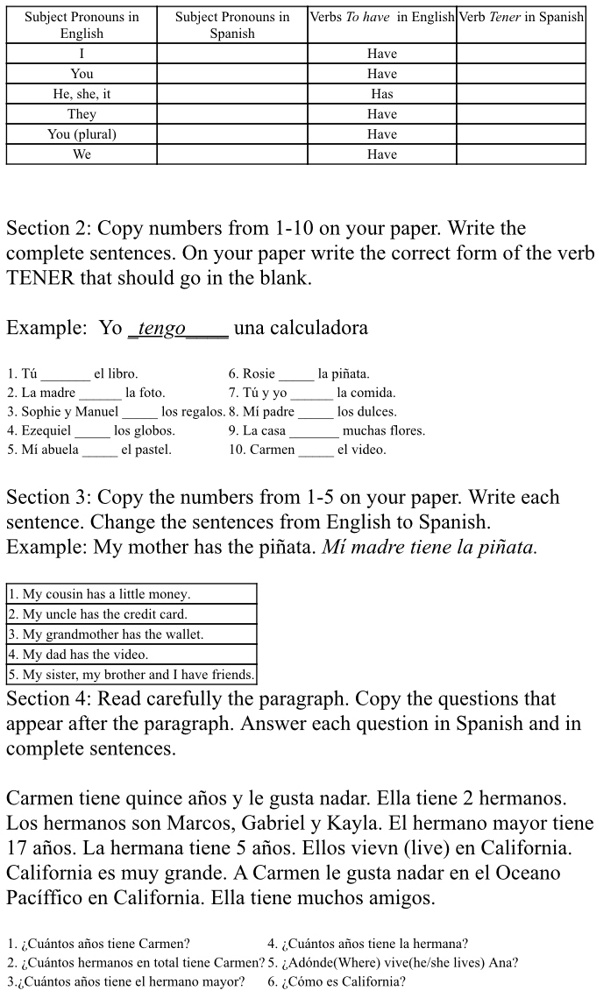 verb tener subject pronouns in english subject pronouns in verbs to ...