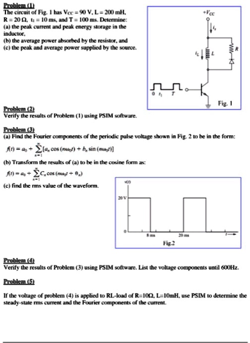 power electronics problem 1 the circuit of fig1 has vcc90 vl200mh r20t10msandt100msdetermine a ...