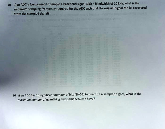 Solved A If An Adc Is Being Used To Sample A Baseband Signal With A Bandwidth Of 10 Khz What 8372