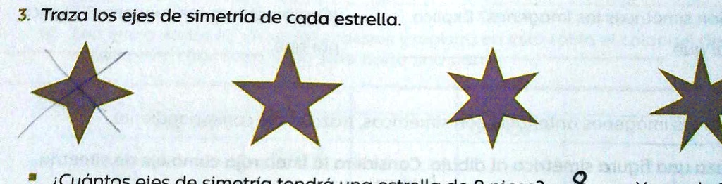 SOLVED: 3. Traza los ejes de simetría de cada estrella 3 Traza los ejes ...
