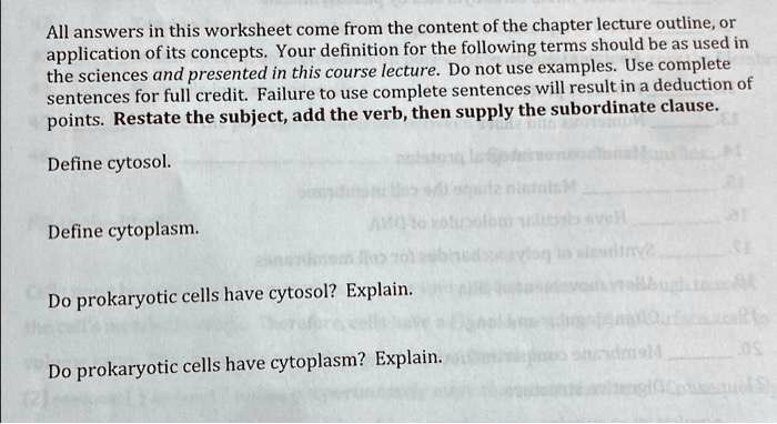 SOLVED: All answers in this worksheet come from the content of the ...