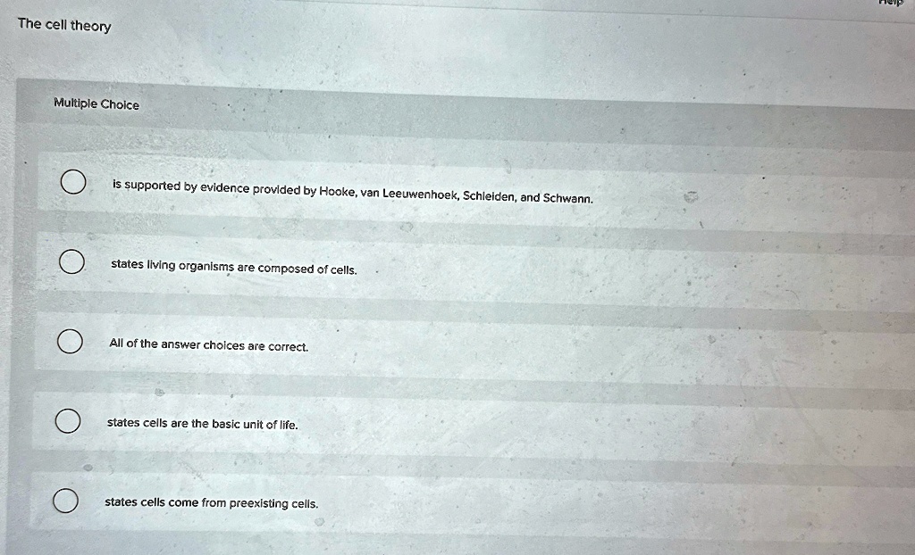 the cell theory multiple choice is supported by evidence provided by ...