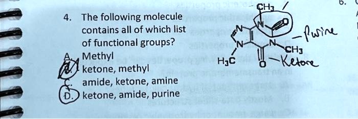 4. The following molecule contains all of which list of functional ...