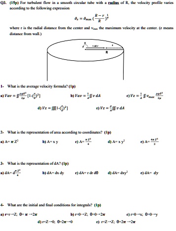 q3 15p for turbulent flow in a smooth circular tube with a radius of r ...