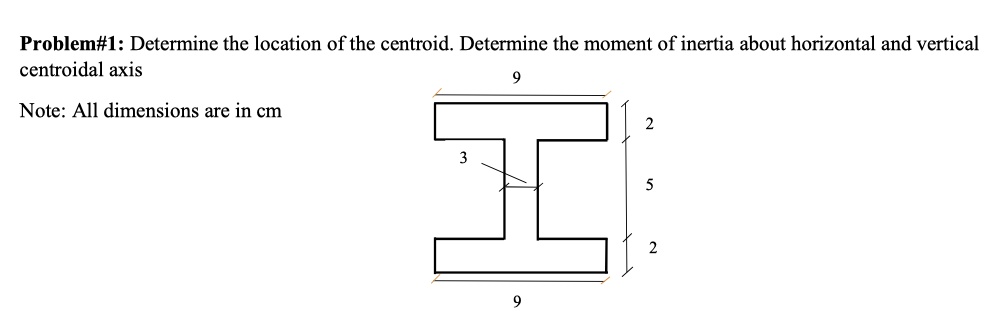 SOLVED: Problem #1: Determine the location of the centroid. Determine the moment of inertia ...