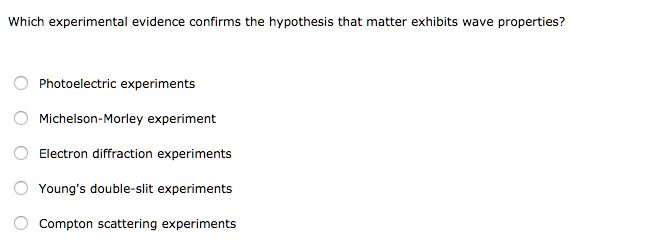 SOLVED: Which experimental evidence confirms the hypothesis that matter ...