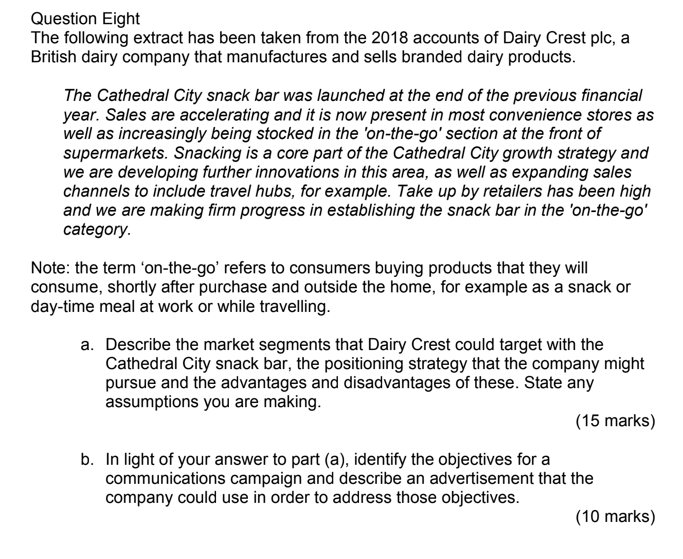 SOLVED: Question Eight The following extract has been taken from the ...