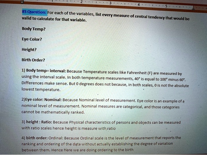 SOLVED: [a Queation; For each of the variables, list = valid to ...