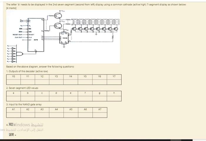 The letter 'b' needs to be displayed in the 2nd seven-segment (second from left) display using a ...