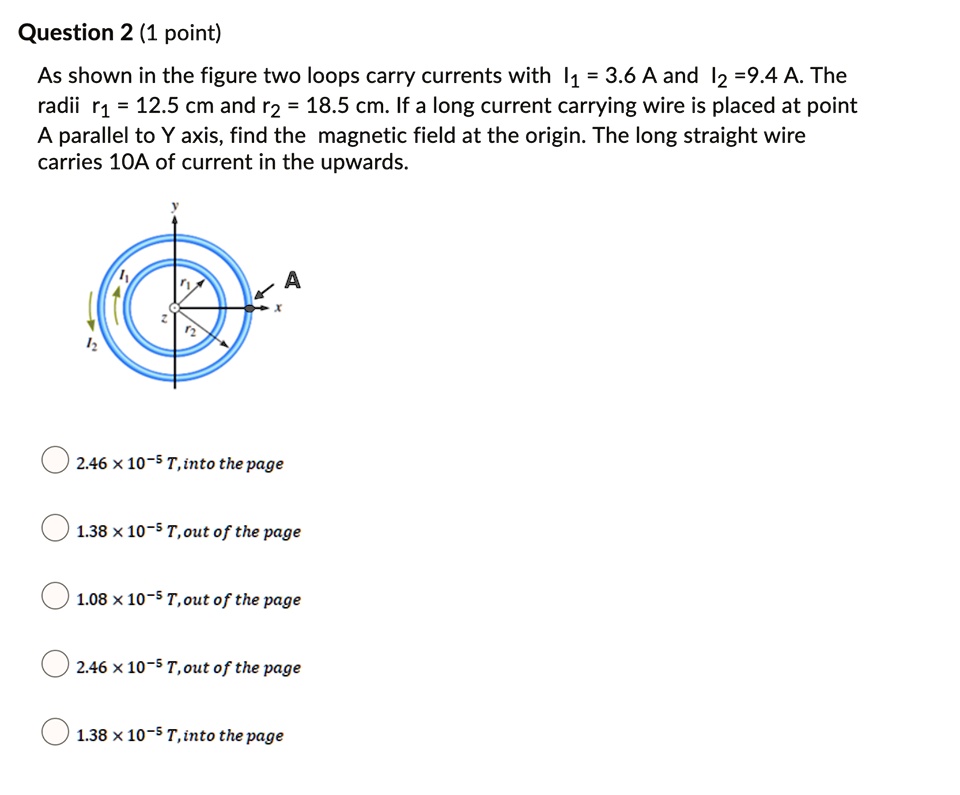 SOLVED: Question 2 (1 point) As shown in the figure two loops carry ...