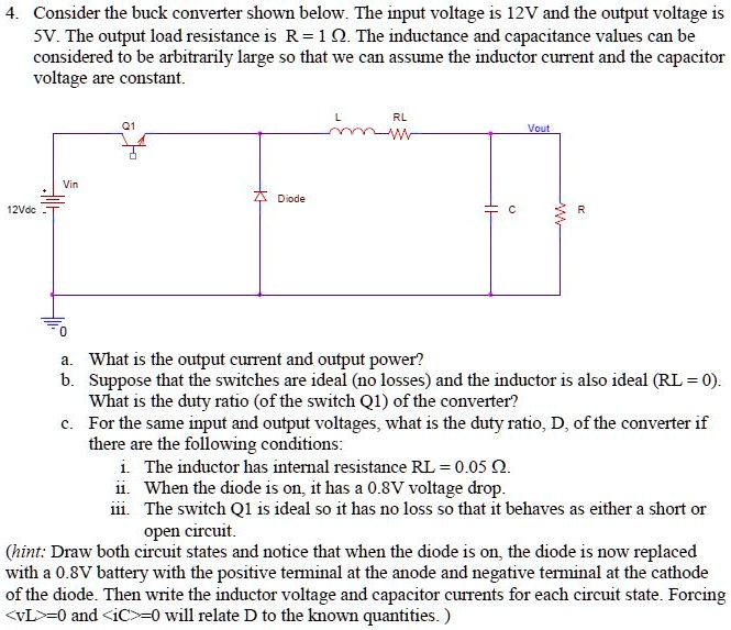 SOLVED: Consider the buck converter shown below. The input voltage is ...