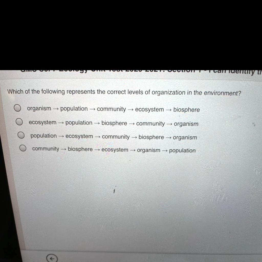 SOLVED: Which of the following represents the correct levels of ...