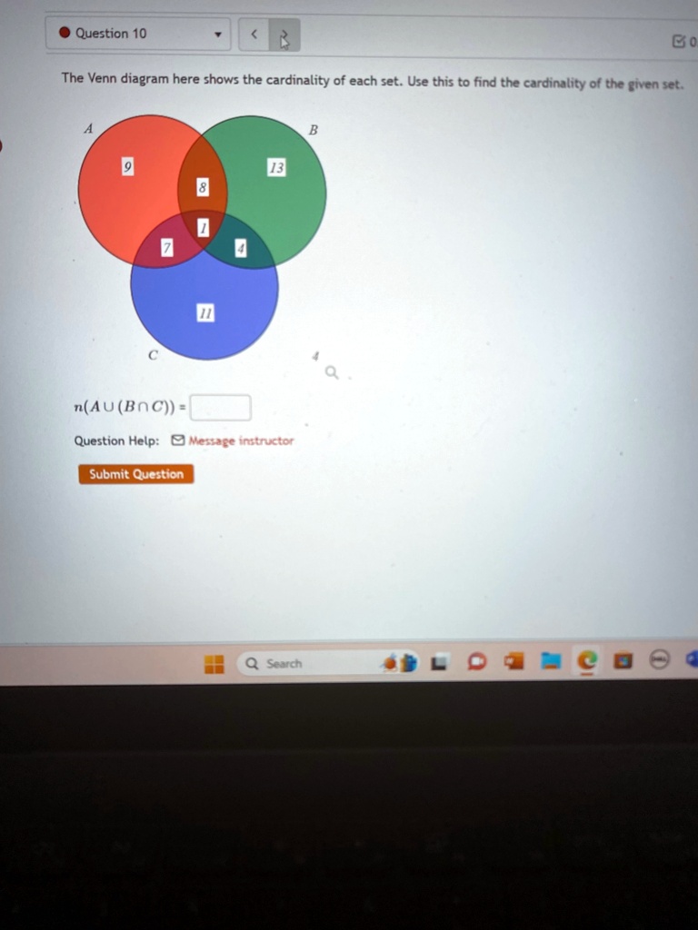 [GET ANSWER] the venn diagram here shows the cardinality of each set use this to find the ...