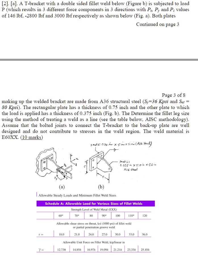 2a a t bracket with a double sided fillet weld below figure b is ...