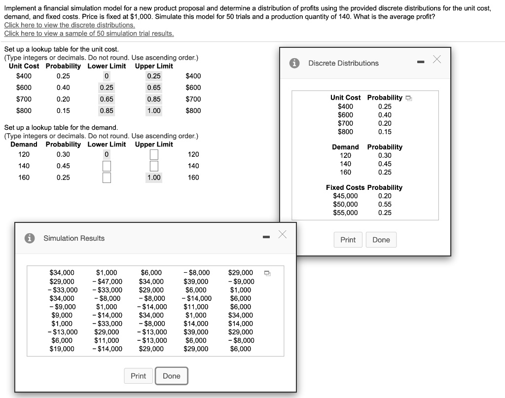 implement financial simulation model for new product proposa and ...