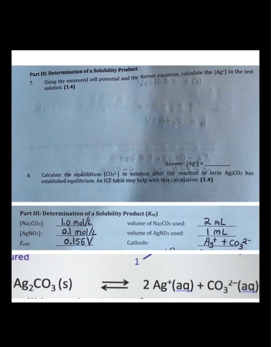 determination of a solubility product part iii equation calculate the ...