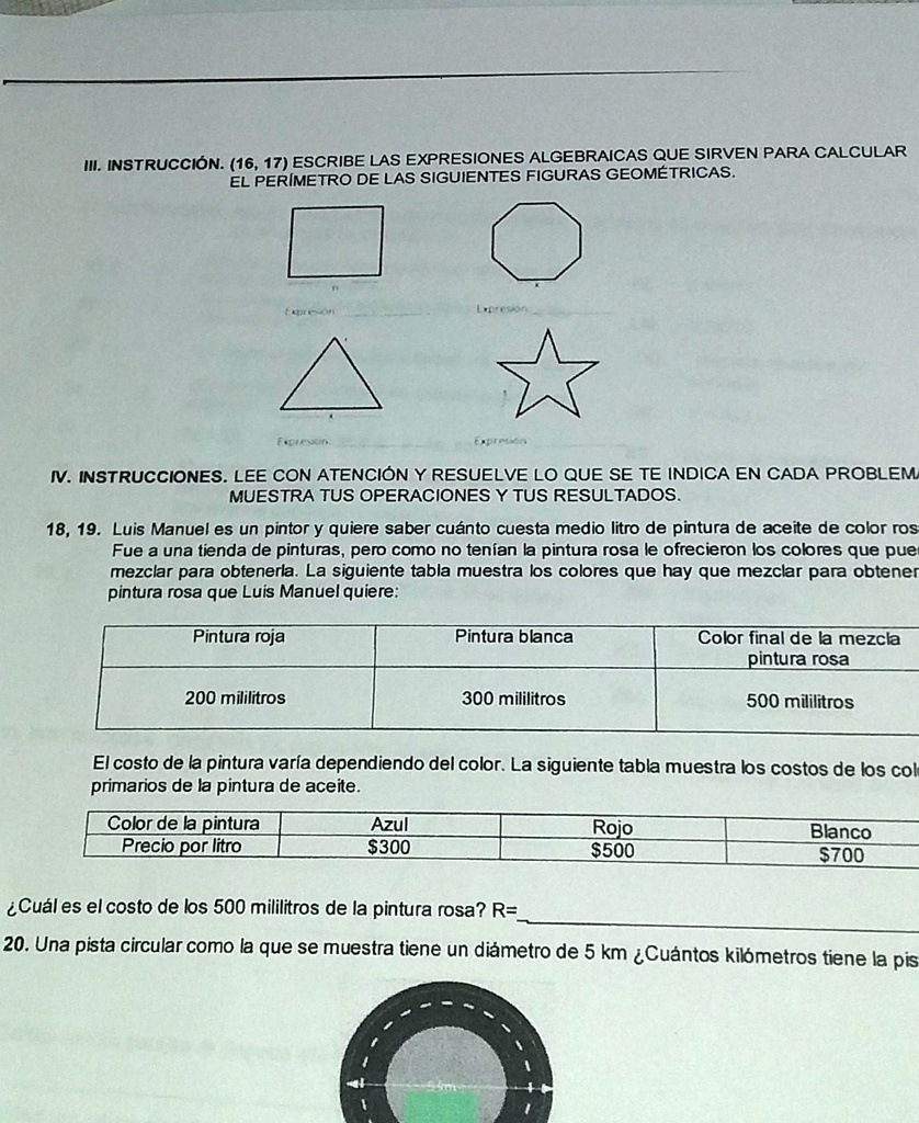 SOLVED: INSTRUCCIÓN. (16, 17) ESCRIBE LAS EXPRESIONES ALGEBRAICAS QUE ...
