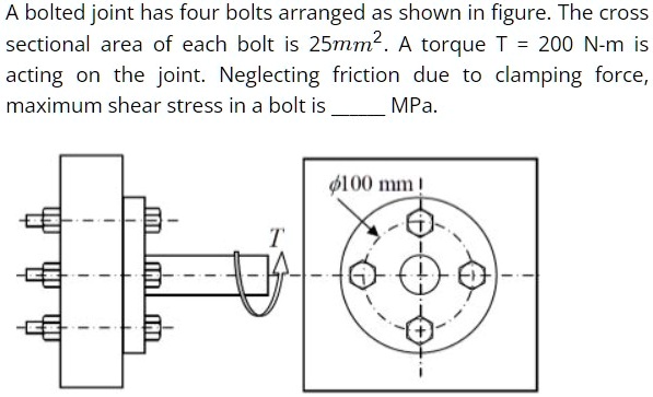 a bolted joint has four bolts arranged as shown in figure the cross ...