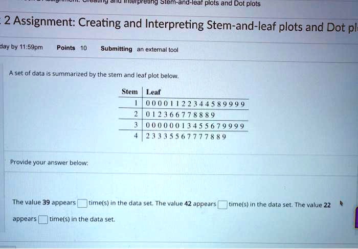 SOLVED: leipreung lem-and-Ieal plots and Dot plots 2 Assignment: Creating and Interpreting Stem ...