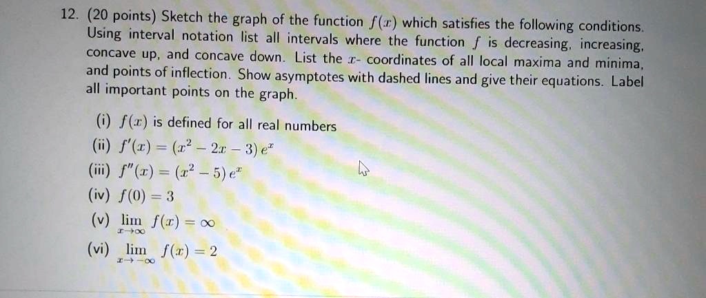 12 20 points sketch the graph of the function r which satisfies the following conditions using ...