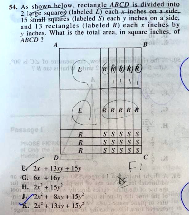 54 as shown below rectangle abcdis dividedinto 2 large squares labeled ...