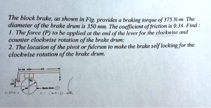 SOLVED: The force (P) to be applied at the end of the lever for the ...