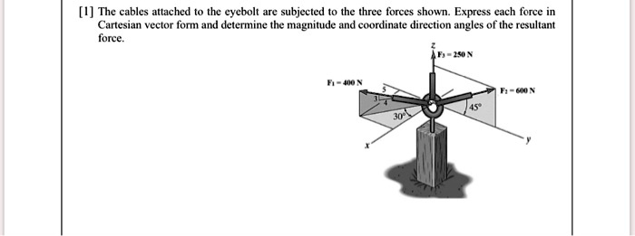 [1] The cables attached to the eyebolt are subjected to the three ...