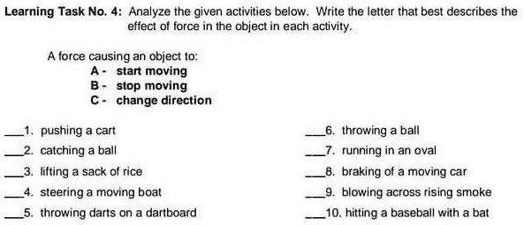 Solved Learning Task No 4 Analyze The Given Activities Below Write